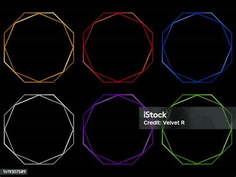 Set Of 6 Octagonal Metal Frames Stock Illustration Download Image Now