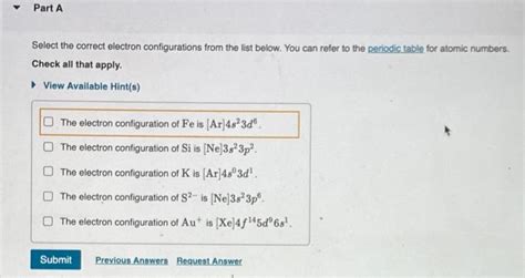 Solved Part A Select The Correct Electron Configurations