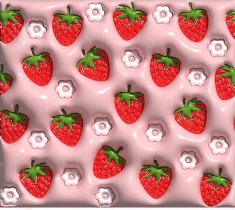 Strawberry And Flower Pink Background