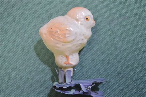 Купить Игрушка елочная стеклянная Цыпленок маленикий птенчик 4 5 см Стекло прищепка в