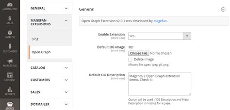 configure open graph extension in magento 2