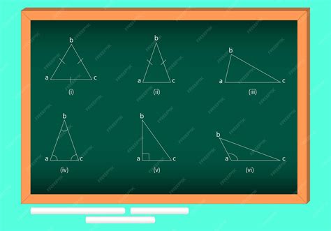 Premium Vector Illustration Of Various Triangle Types And Properties On A Classroom Chalkboard