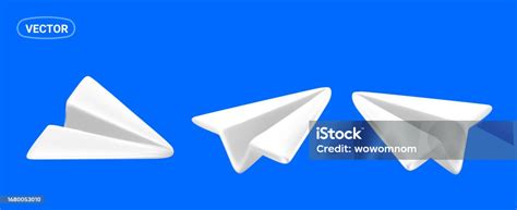 파란색 배경에 다른 각도로 있는 흰색 종이 비행기의 벡터 세트 비행기의 3d 스타일 디자인 0명에 대한 스톡 벡터 아트 및 기타 이미지 Istock