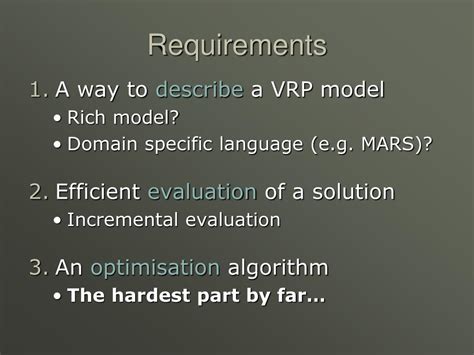Ppt Towards A General Meta Heuristic Optimiser For Vehicle Routing