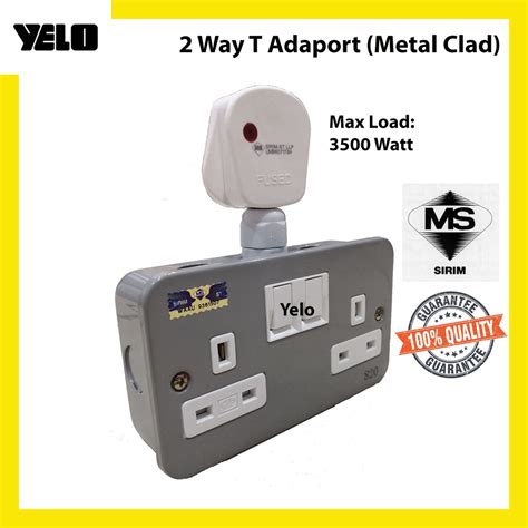 Ums 13A Plug 2 Gang Metal Socket Heavy Duty Portable Socket Extension