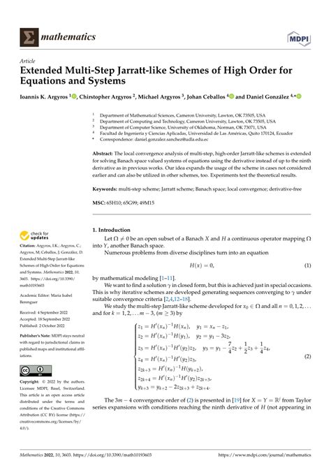 Pdf Extended Multi Step Jarratt Like Schemes Of High Order For Equations And Systems