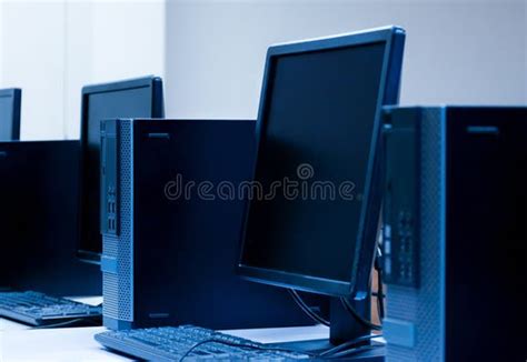 Computer And Monitor Row In Computer Class Stock Image Image Of Learn Equipment 266647167