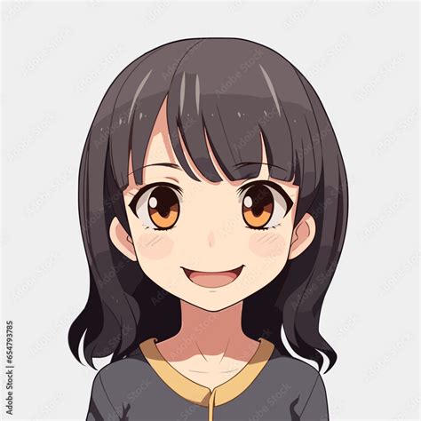 Cute Anime Girl Sweet Manga Girl Vector Hand Drawn Retro Anime Kawaii