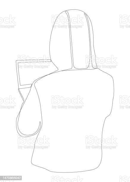 One Continuous Line Of A Computer Hacker Thin Line Illustration Vector Concept Contour Drawing