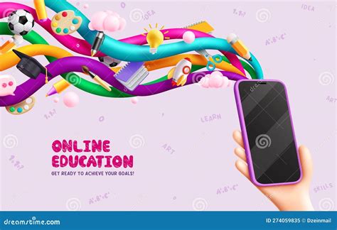 Online Education Vector Concept Online Education Text With Mobile Phone Element For E Learning
