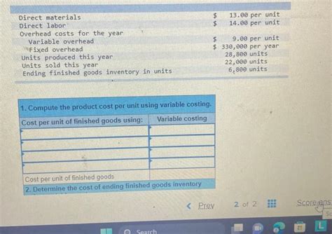 Solved Direct Materials Direct Labor Overhead Costs For The