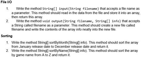 Solved Java Method File Io Sorting Problem The File Is