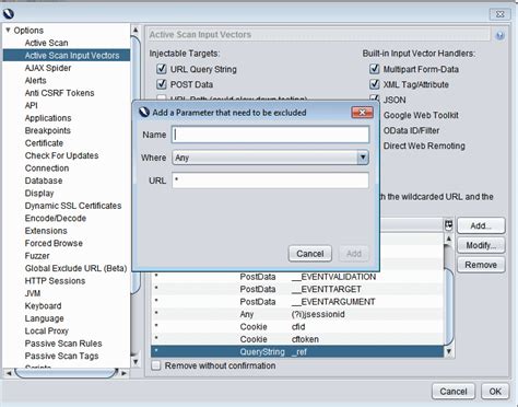 Owasp How To Add Custom Exclude Parameter Via Zap API Stack Overflow