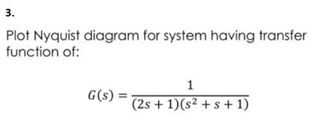 Solved 3 Plot Nyquist Diagram For System Having Transfer