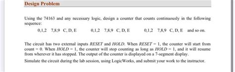 Solved Using The 74163 And Any Necessary Logic Design A