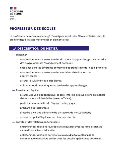 Enseigner En Erea Fiche Métier Ebjs
