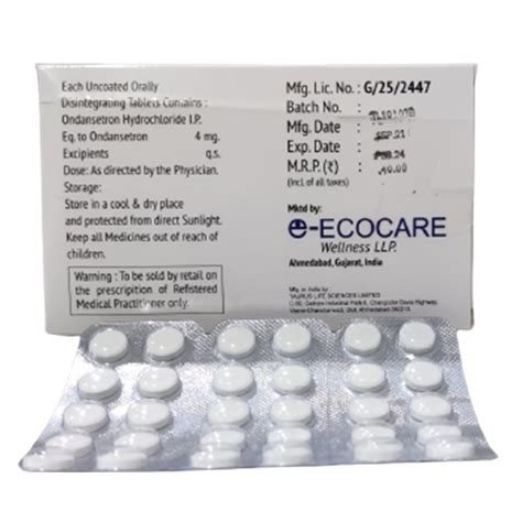 Ondansetron Orally Disintegrating Tablets Ip Packaging Type Box 4mg At ₹ 39 Strip In Sanand