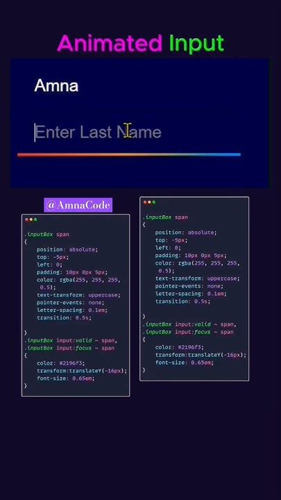 Animated Input Field Pure Css Amnacode Css Codingviral