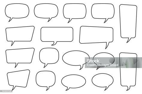 편집 가능한 획이 있는 줄 말풍선 집합입니다 말풍선 텍스트 만화 채팅 상자 메시지 상자를 말하십시오 빈 벡터 말풍선입니다 만화 풍선 단어 디자인입니다 공란에 대한 스톡 벡터