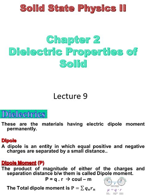 Solid State Physics Ii Lecture 9a Pdf