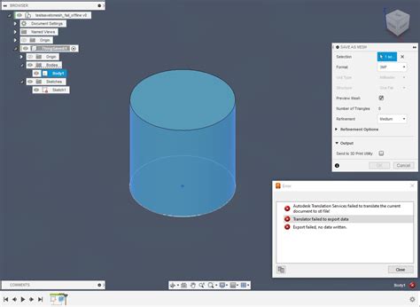 Solved Cant Export Stl When Working Offline Autodesk Community