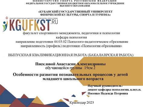 Особенности развития познавательных процессов у детей младшего школьного возраста презентация