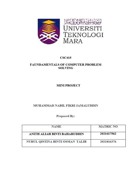 Mini Project C Uitm Download Free Pdf Business Class Usability