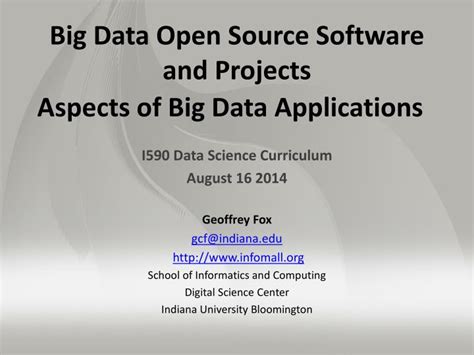 PPT Big Data Open Source Software And Projects Aspects Of Big Data Applications PowerPoint