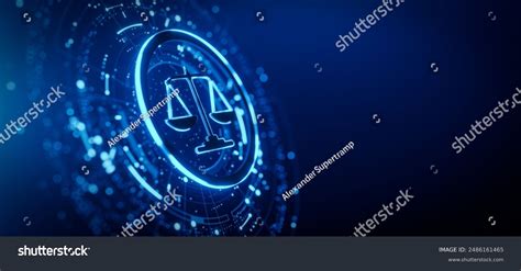 Стоковая фотография 2486161465 Digital Scales Icon Legal Law Concept