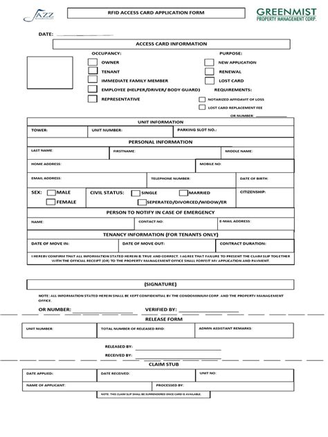 Rfid Application Form Pdf Leasehold Estate Common Law