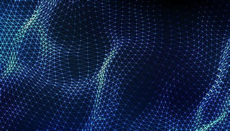 Curved Geometric Big Data Mesh Grid With Blue Tones Creating A