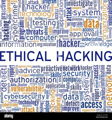Ethical Hacking Word Cloud Conceptual Design Isolated On White