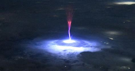 Wildly Beautiful And Rare Red Sprite Flare Seen On Earth From Orbit