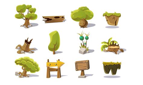 Elements Of Summer Natural Landscape Set User Interface Assets For Mobile App Or Game