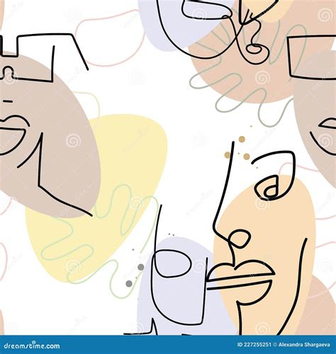 Face Line Pattern Abstract Drawing Seamless Print Stock Vector Illustration Of Pencil Pattern