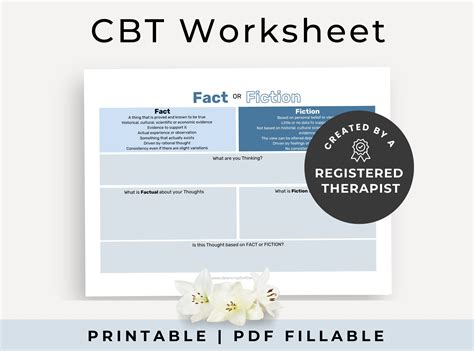 Negative Thinking Patterns Fillable Pdf Thoughts Are Not Facts Blue