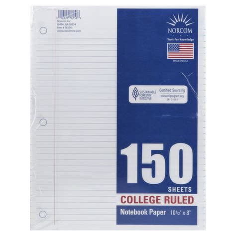 Norcom Notebook Paper College Ruled Fresh By Brookshires