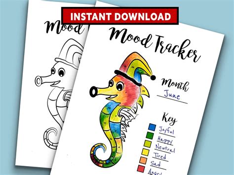 Mood Tracker Printable Monthly Mood Tracker Mood Chart Journal Mood