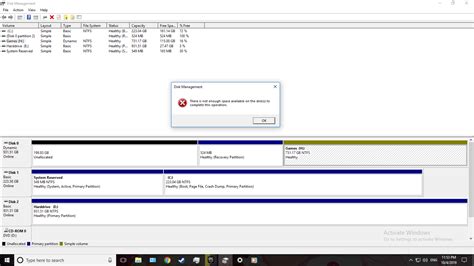 Windows 10 Cannot Extend Drive There Is Not Enough Space Available On The Disk To Complete