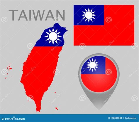 Taiwan Flag Map And Map Pointer Stock Vector Illustration Of