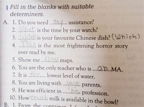 I Fill In The Blanks With Suitable Determiners A 1 Do You Need 9