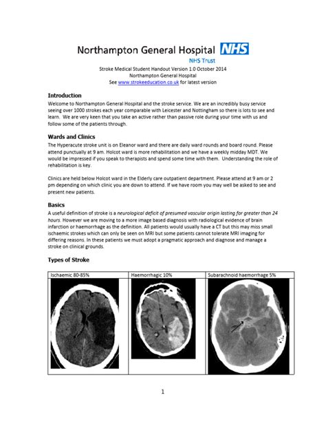 Stroke Medical Student Handout Pdf Stroke Parietal Lobe