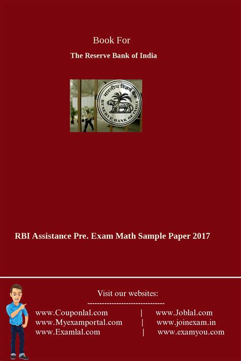 Rbi Assistance Pre Exam Math Sample Paper 2017 Download In English Pdf