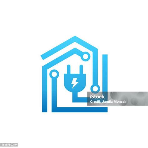 똑똑한 집 로고 상징 디자인 서식 파일 바람 빠진 사람 스타일 벡터 로고에 대한 스톡 벡터 아트 및 기타 이미지 로고 홈