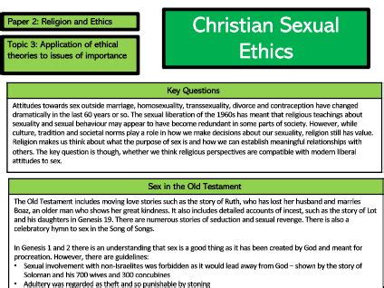 3 2 Sexual Ethics Revision Guide Edexcel A Level RS Teaching Resources