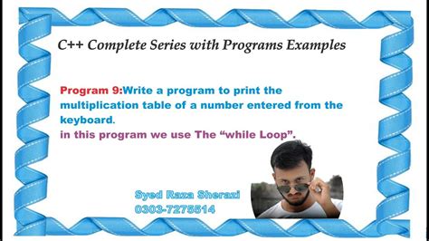 Lecture 9print Multiplication Table Using While Loop Youtube