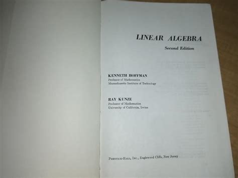 Linear Algebra By Hoffman And Kunze 2nd Edition Hobbies And Toys Books And Magazines Textbooks