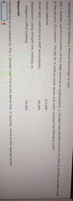 solved calculating price using a markup percentage of cost