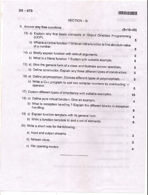 Bangalore University Bca Computer Science Bca 303 Object Oriented Programming Using C
