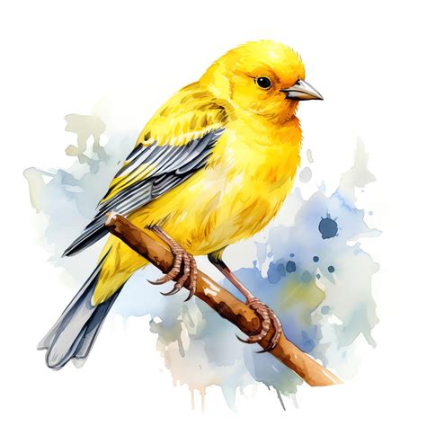 Premium Ai Image Beautiful Yellow Bird Clipart Illustration